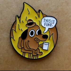 Hand Crafted | Jewelry | This Is Fine Question Hound Meme Enamel Pin ...